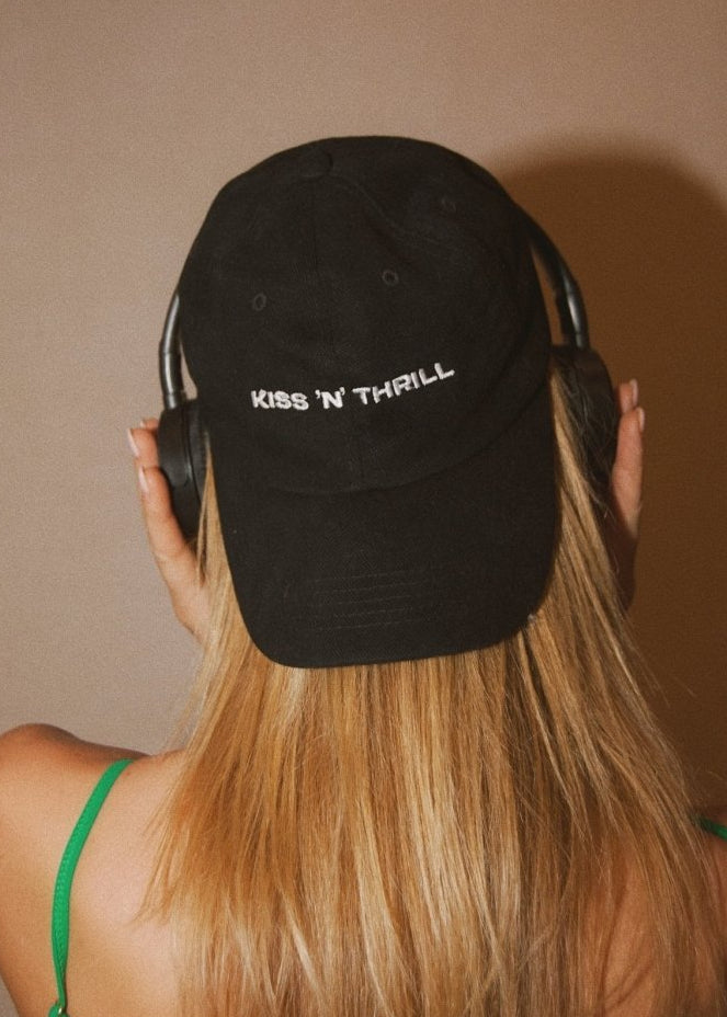 Official Kiss ‘n’ Thrill Logo Cap – Black Minimalist Hat – KISS'N'THRILL